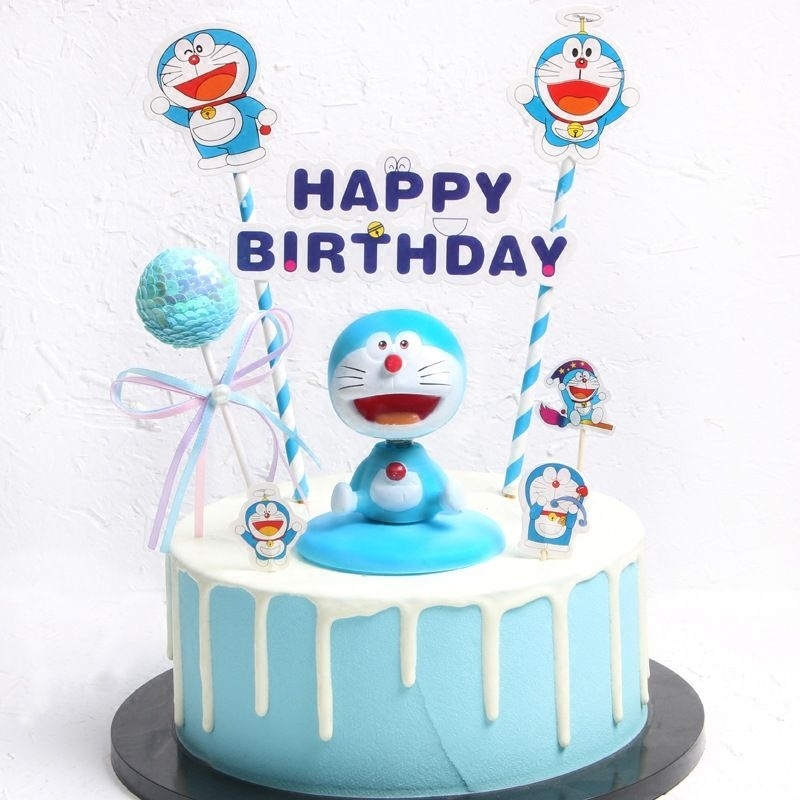 Jual Topper goyang kepala doraemon plastik ringan / Hiasan Cake ...