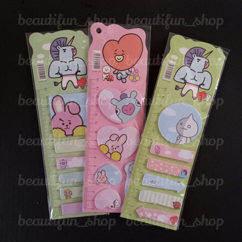 Jual Sticky notes bt21 dan penggaris kertas bt21 | sticky note bt21 ...