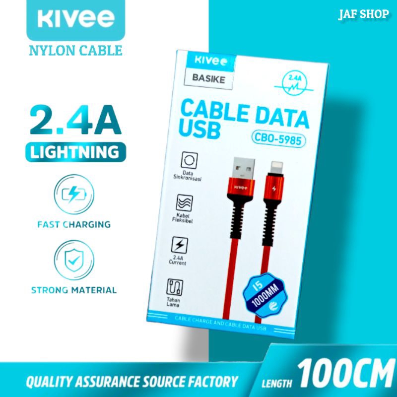 Jual Kabel Data Kivee Lightning / Type-C / Micro USB Nylon 1meter 2.4A ...