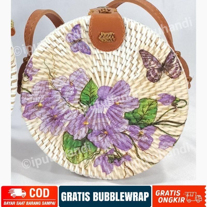 Jual Tas Rotan Bulat Lukis Deco, Tali Gesper 15cm | Shopee Indonesia