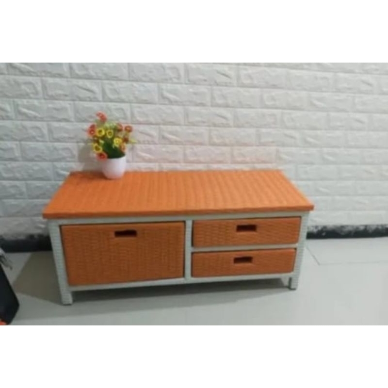 Jual ( READY STOK)Lemari Rotan Sintesis 3 Laci Mini Lemari Plastik Meja ...