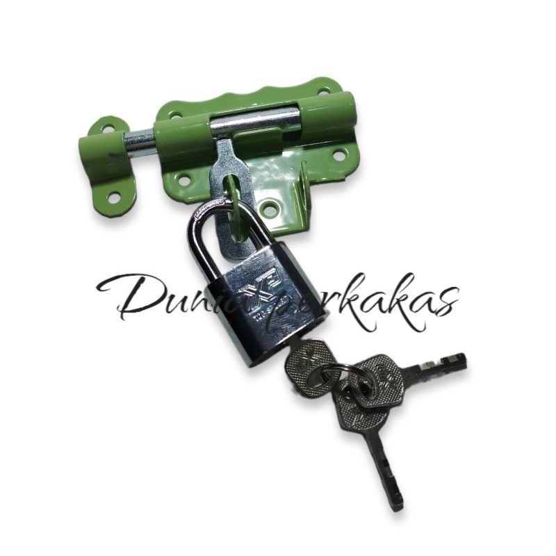Jual Paket gembok nekel 30mm + Grendel overpal hijau 2" | Shopee Indonesia