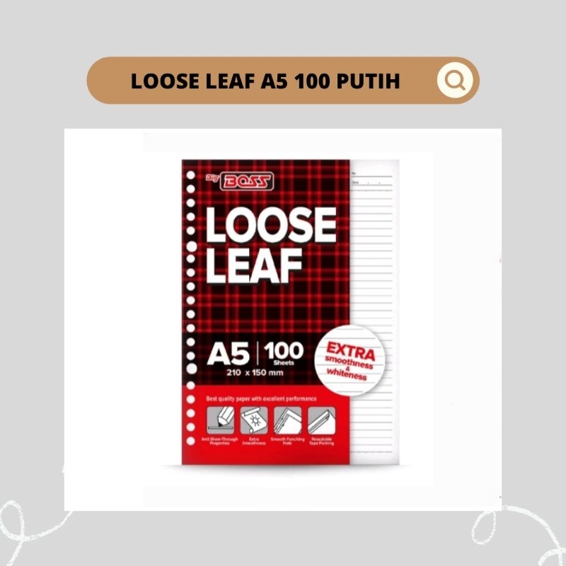 Jual LOOSE LEAF BIGBOSS A5 100 PUTIH (KHUSUS DAERAH BATAM) | Shopee ...