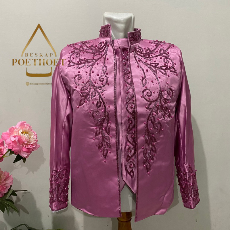 Jual Jas Basofi pengantin Sunda dusty pink simple Payet set peci dan ...