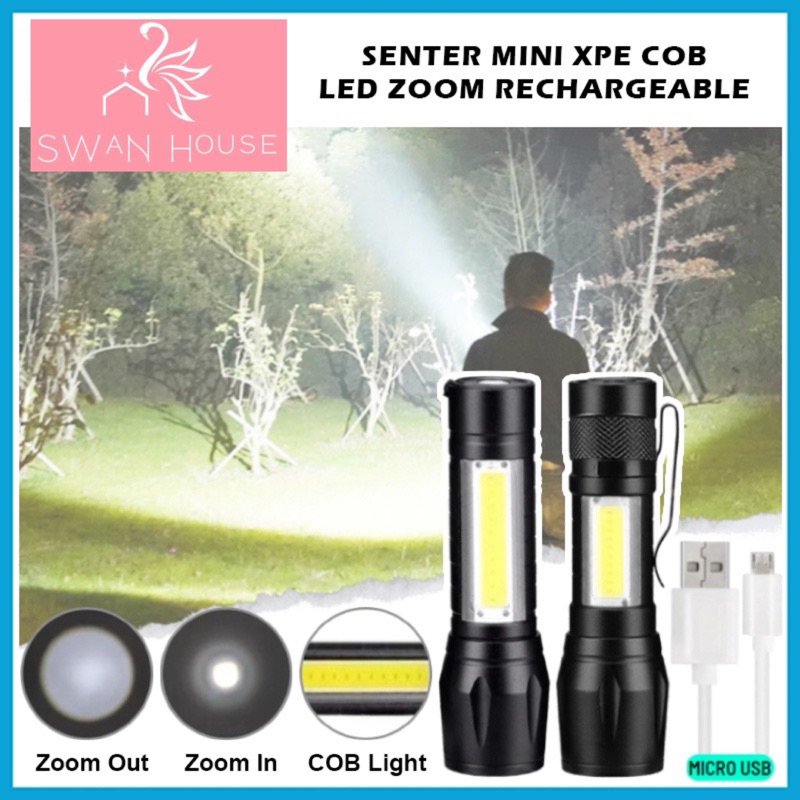 Jual senter cas anti air mini portable senter LED COB lampu emergency ...