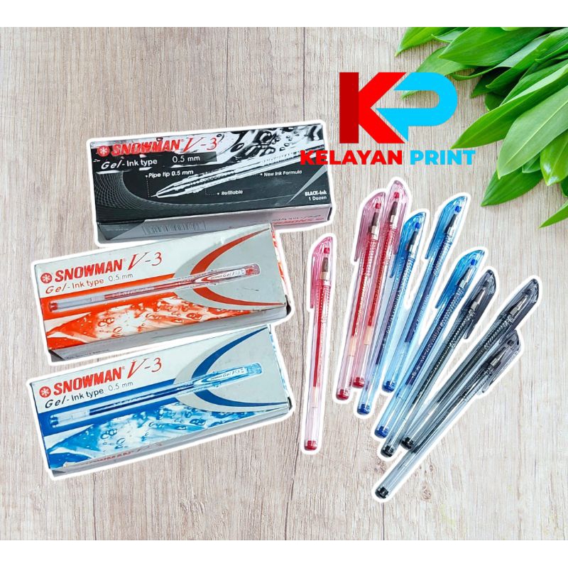 Jual PULPEN SNOWMAN V3 TINTA HITAM/BIRU/MERAH PER PACK (12PCS) | Shopee ...