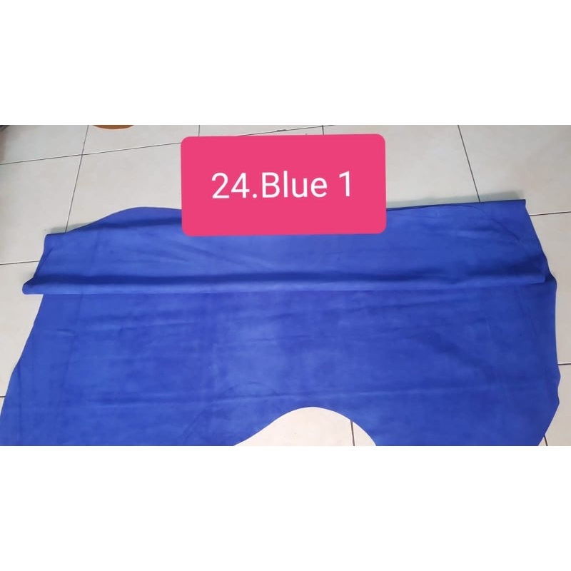 Jual Bahan Kulit Sapi Lembaran Suede warna Blue 1 kualitas Premium ...