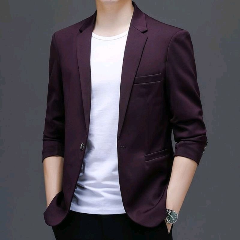 Jual Jas Blazer Pria Semi Formal Saku Tanpa Tutup Korean Style Lengan ...