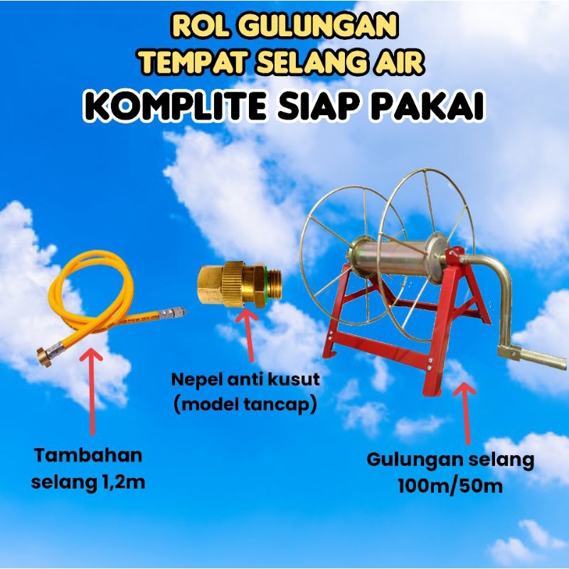 Jual Alat gulung | gulungan selang air 50, 100 meter hose reel tanpa ...