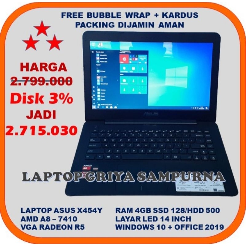 Jual Asus X454Y Amd A8 Quadcore SSD Laptop Kerja Laptop Kuliah | Shopee ...