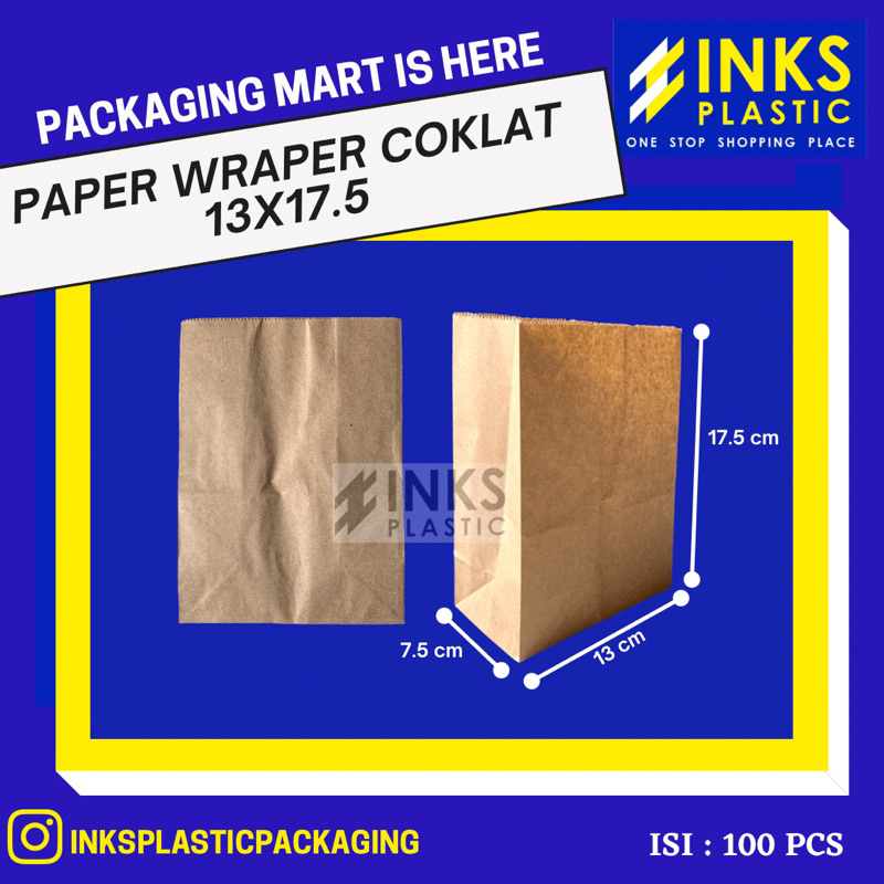 Jual PAPER WRAPER BAG SOSBAG 13 ×17,5 COKLAT KANTONG KERTAS MAKANAN ...