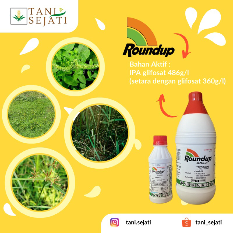 Jual Herbisida Round Up 486 SL 1 Liter 200ml Herbisida Sistemik Obat ...