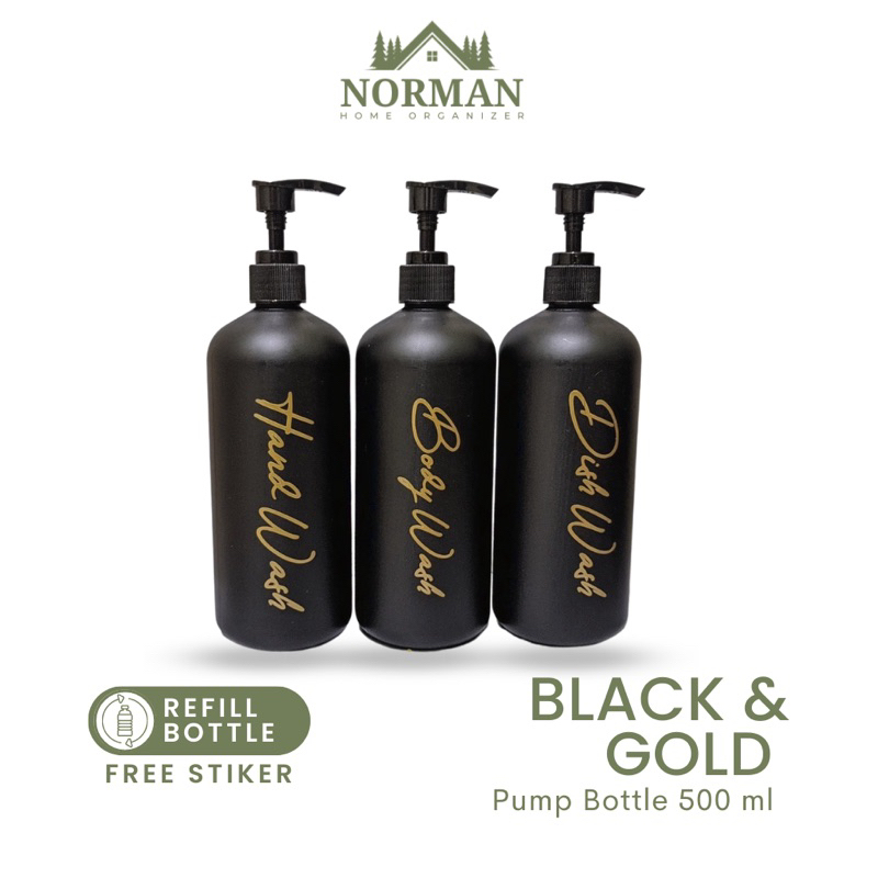 Jual Refill Bottle Hitam Pump Black 500Ml / Botol Refil Sabun Cair ...