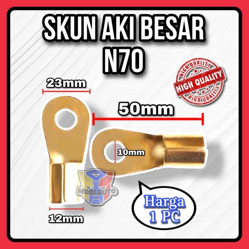 Jual Skun Terminal Aki Besar Jumbo N70 Baut 14 M10 Kuning 70A | Shopee ...