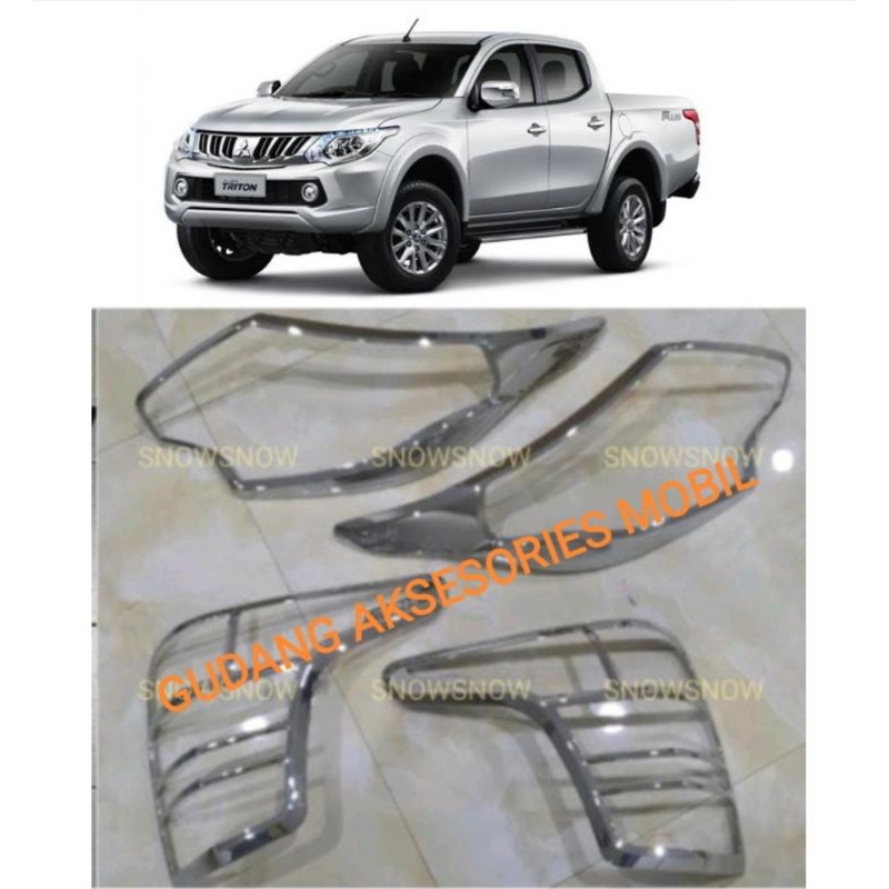 Jual PAKET GARNISH LIST LAMPU DEPAN BELAKANG TRITON 2015-2018 CROME | Shopee Indonesia