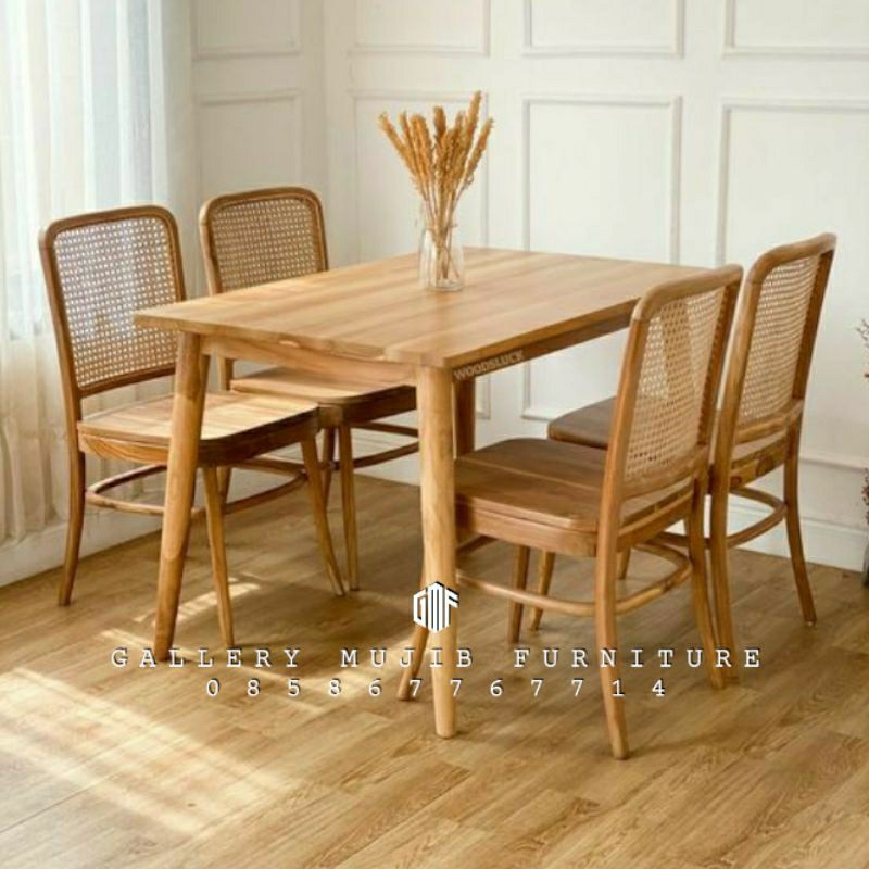 Jual MEJA MAKAN ROTAN MINIMALIS MEJA MAKAN 4 KURSI MODERN | Shopee ...