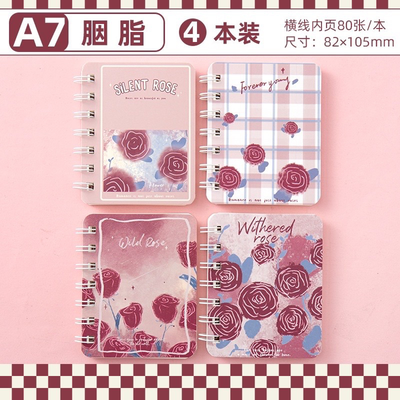 Jual notebook a7 BERGARIS note book notes ring spiral motif bunga hati ...