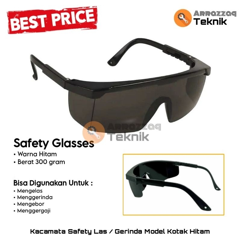 Jual Kacamata Las Hitam - Kacamata Kerja safety Gelap Eco Smoke. | Shopee Indonesia