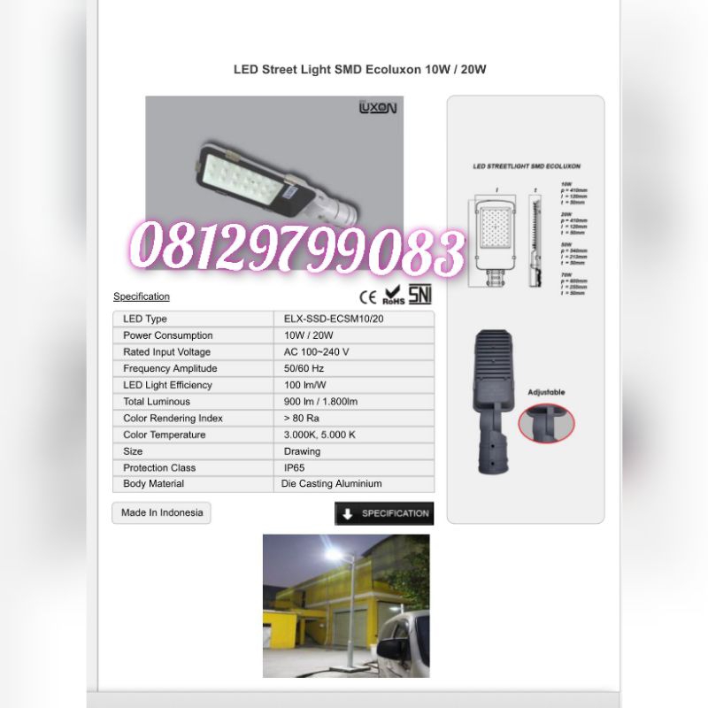 Jual LUXON lampu jalan pju led 10w 20w 50w 70w street light 10 w 20 w ...