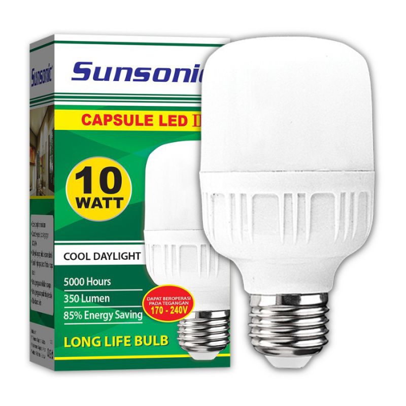 Jual SUNSONIC BOHLAM LED CAPSULE 10 WATT CAHAYA PUTIH / BOLA LAMPU LED KAPSUL 10W | Shopee Indonesia