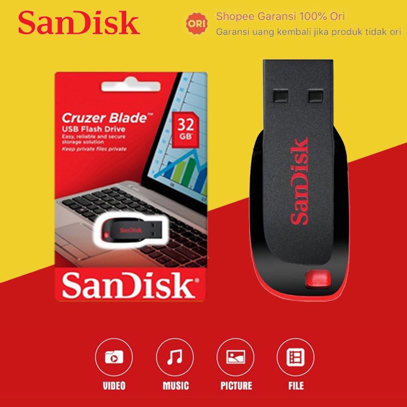 Jual FLASHDISK SANDISK CRUZER BLADE DAN SANDISK. 16 GB, 32 GB, 64 GB SANDISK | Shopee Indonesia