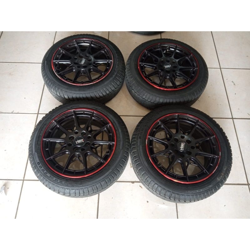 Jual velg HSR CK05 ring 15 lebar 6,5 rata pcd 4x100/4x114,3 et.42 + ban ...