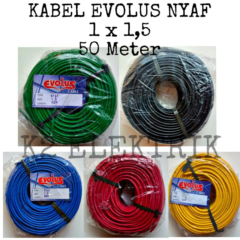 Jual ( 1 ROLL ) Kabel NYAF EVOLUS 1 x 1,5 50 Meter | Kabel Merah Hitam Biru Kuning Hijau | Kabel ...