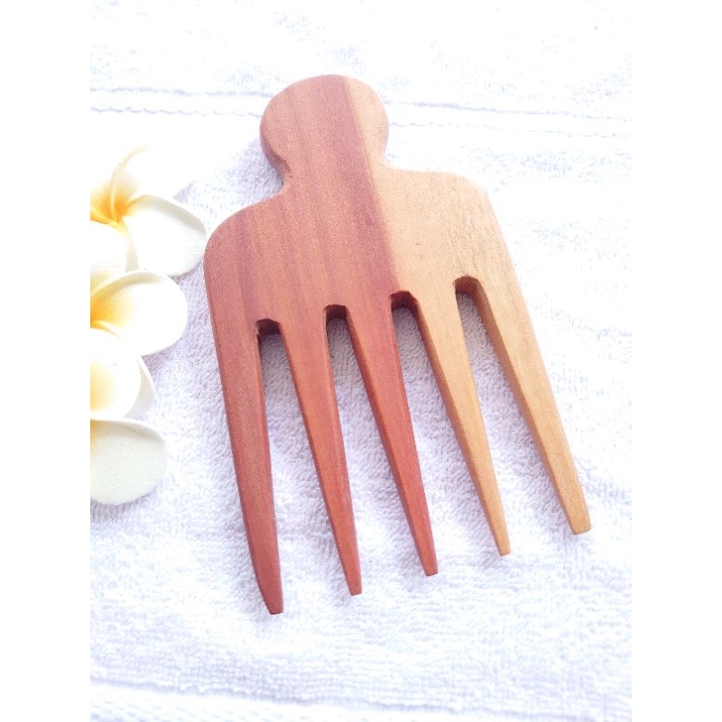 Jual sisir kayu keramas untuk rambut kriting/handmade/sisir kayu sawo ...