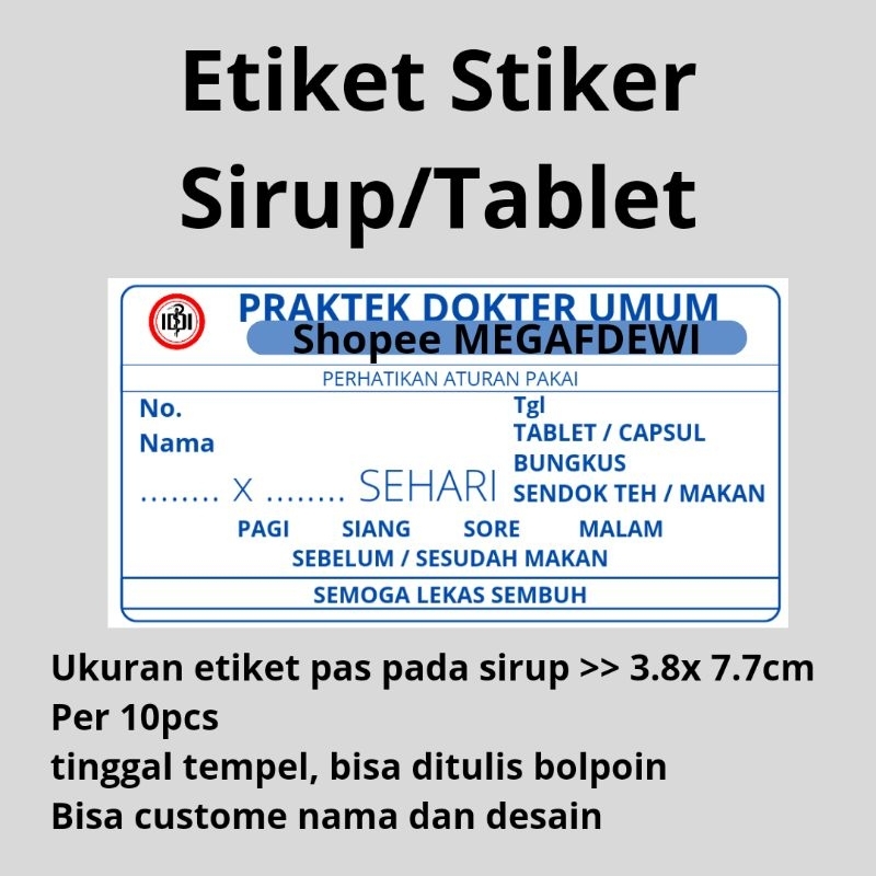 Jual STIKER OBAT SIRUP TABLET HVS DAN STIKER TINGGAL TEMPEL BISA ...