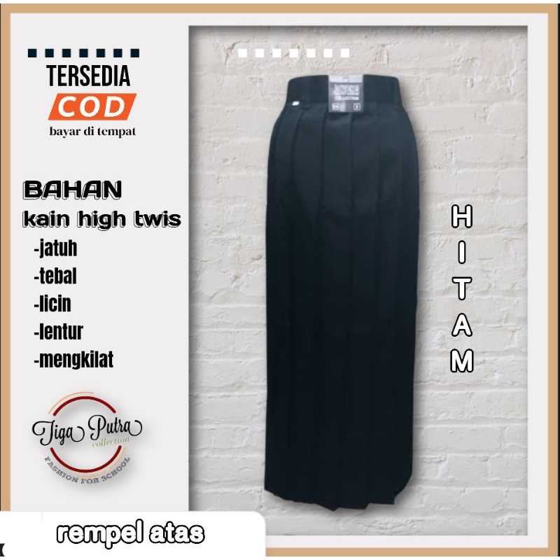 Jual Rok Hitam Panjang Rempel Atas Seragam Sekolah SMP SMA Kain High Twis | Shopee Indonesia