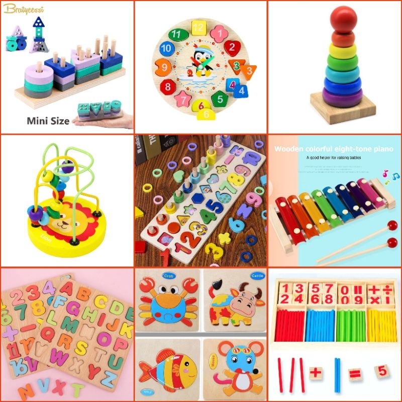 Jual Mainan edukasi kayu wooden toys puzzle kayu anak puzzle angka ...