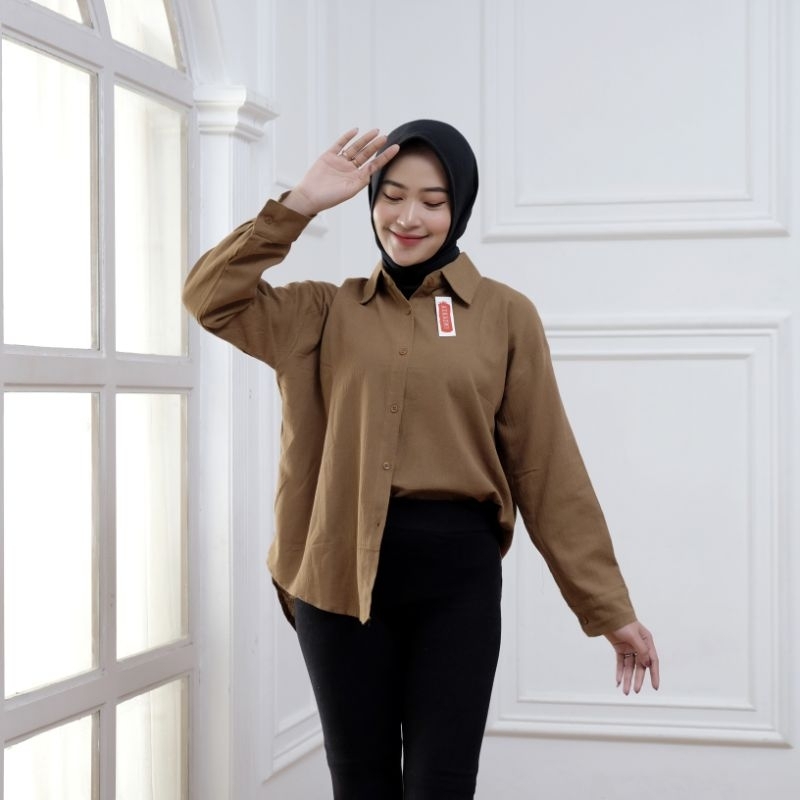 Jual Suki Shirt Kemeja Wanita Linen Crinkle Premium / Basic Oversize ...