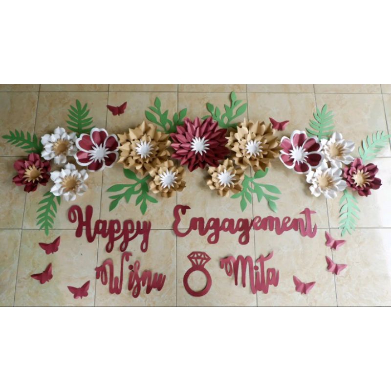 Jual paperflower ready backdrop lamaran dekorasi tunangan bunga papan ...