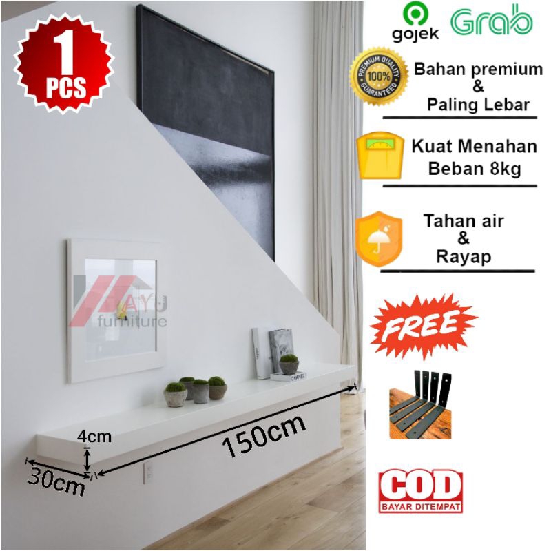 Jual PROMO Rak hambalan dinding minimalis Jumbo size 150x25&30cm x4cm ...