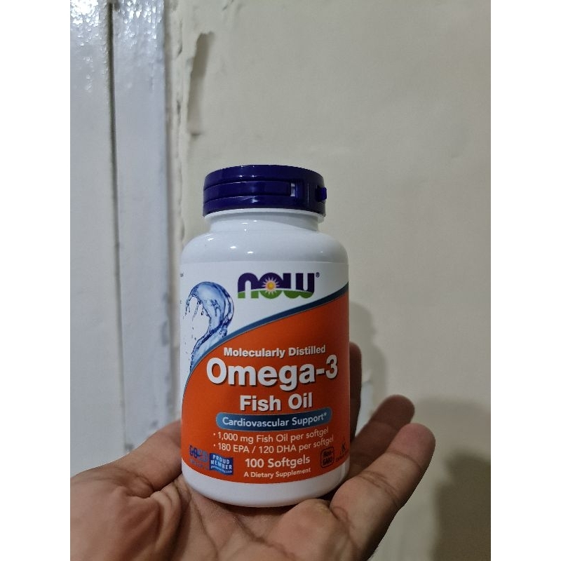 Jual Vitamin Omega 3 1000 mg Fish Oil 180 EPA 120 DHA Now minyak ikan | Shopee Indonesia