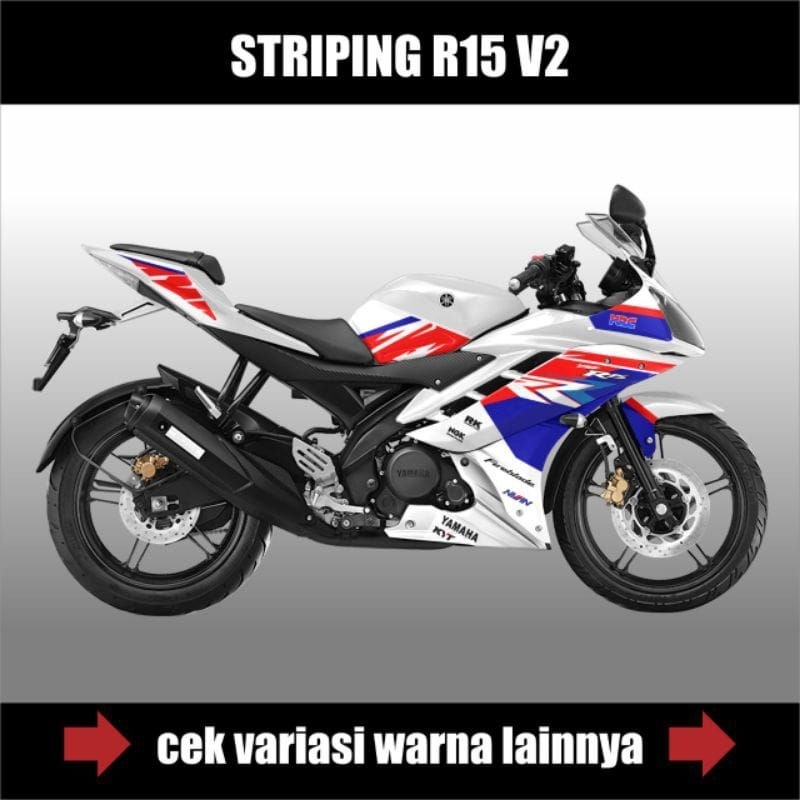 Jual Striping Yamaha R15 V2 / Sticker Motor R15 V2 Motiv HRC / stock ...