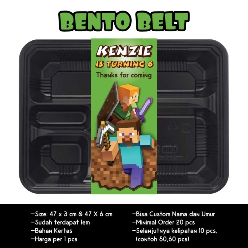 Jual BENTO BELT MINECRAFT BENTO BELT CUSTOM UCAPAN KOTAK MAKAN KERTAS UCAPAN ULTAH ULANG TAHUN ...
