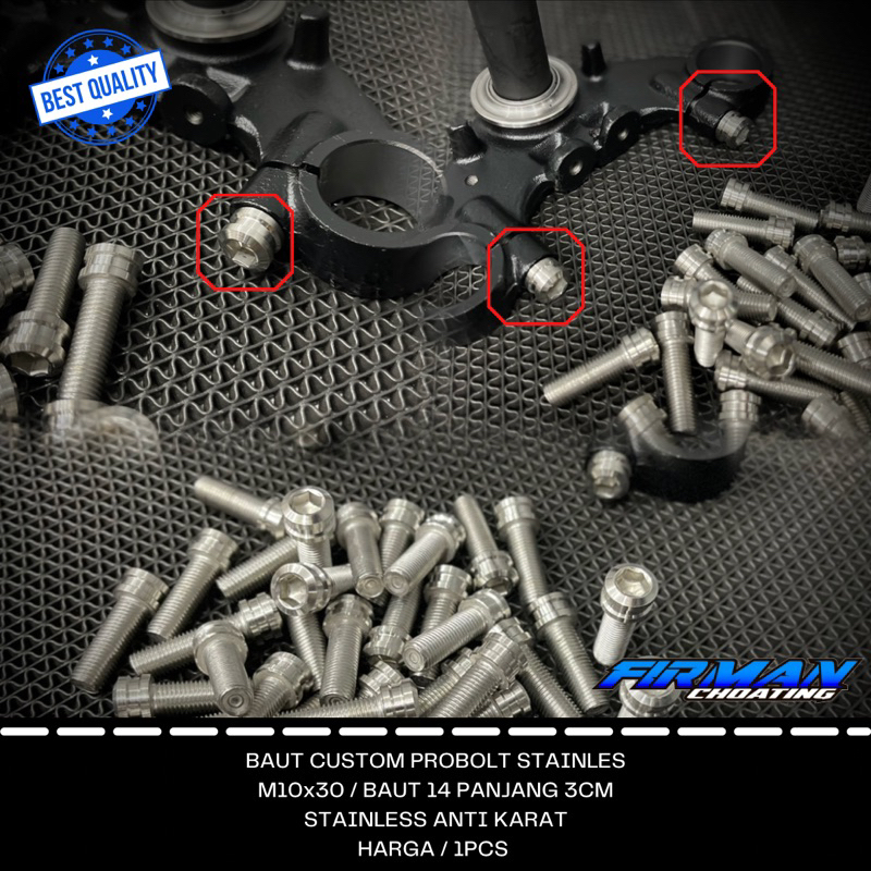 Jual BAUT CUSTOM PROBOLT M10x30 DRAT 14 3CM STENLIS ANTI KARAT (Harga ...