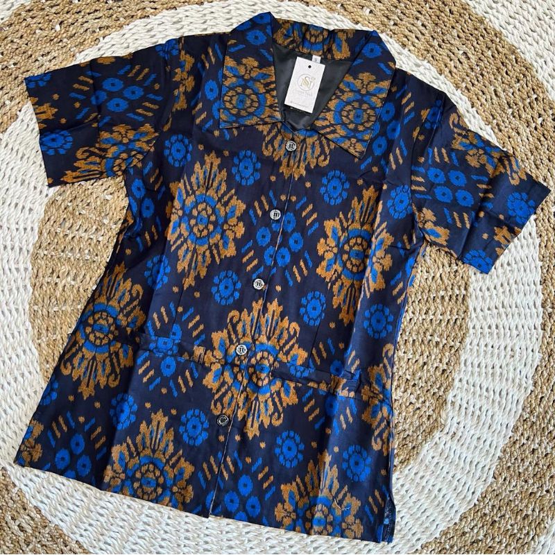 Jual Baju Endek | Kemeja Endek Bali Wanita ( FURING ) | Shopee Indonesia