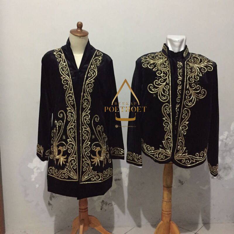 Jual setelan baju pengantin adat jawa bludru hitam payet gold | Shopee ...