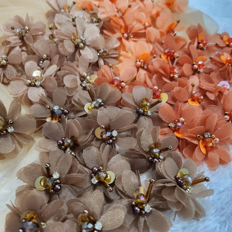 Jual [1 Buah] Lilia Organza Flower Bunga jahit premium full payet ...