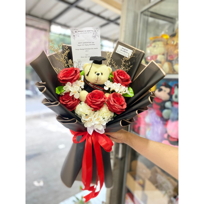 Jual BUKET BUNGA WISUDA MAWAR ROSE ARTIFICIAL BONEKA GRADUATION HADIAH ...