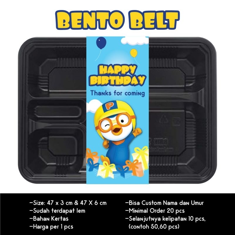 Jual BENTO BELT CUSTOM PORORO UCAPAN KOTAK MAKAN KERTAS UCAPAN ULTAH ULANG TAHUN PAPER BELT ...