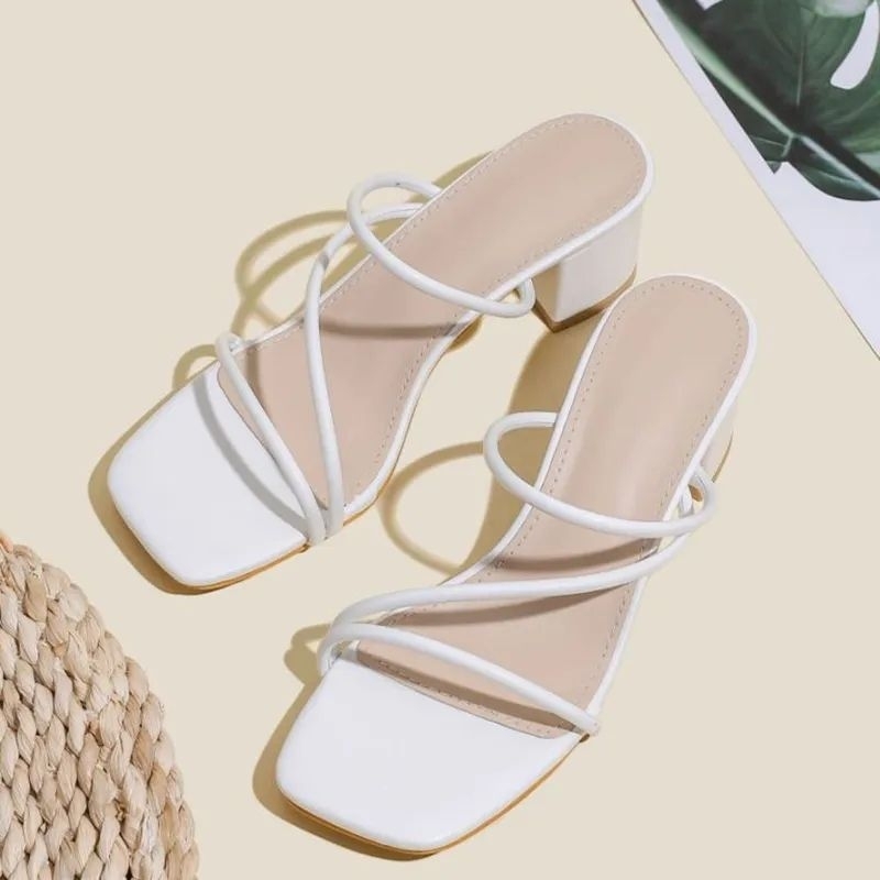 Jual Ens - Jessy Sandal Heels Wanita Berhak 5cm - PUTIH | Shopee Indonesia