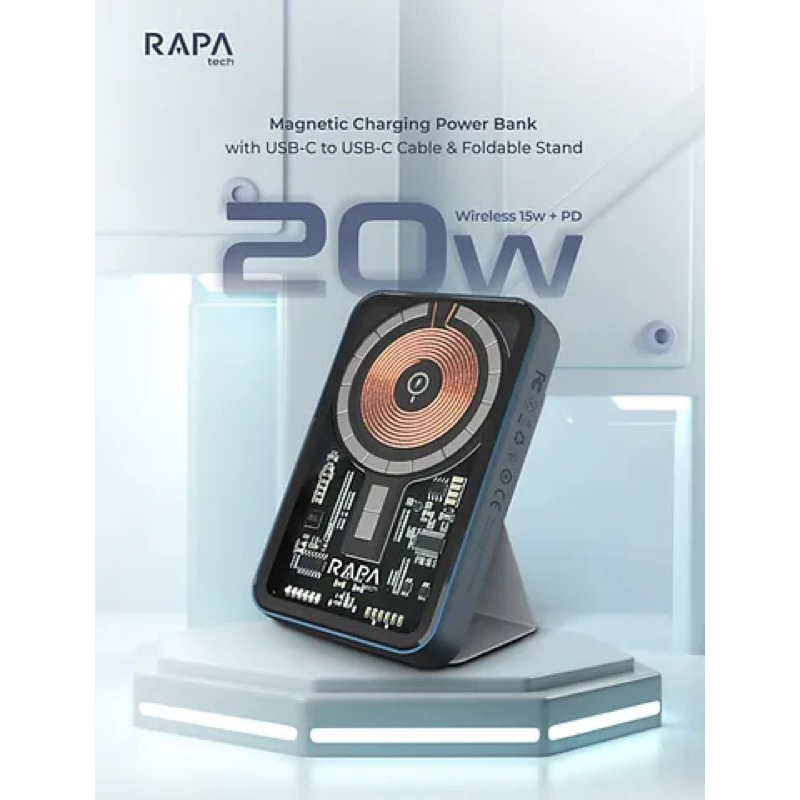 Jual RAPAtech CRYSTAL POWERBANK WIRELESS 15W+PD20W FAST CHARGE WITH USB ...