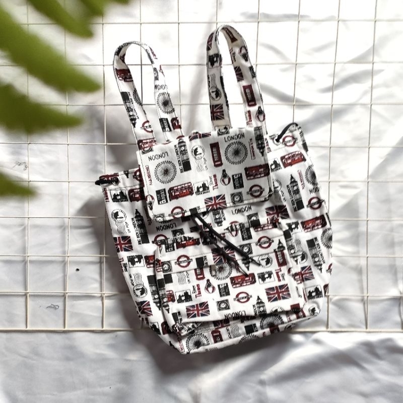 Jual tas ransel mini wanita / tas ransel serut wanita bahan kanvas ...