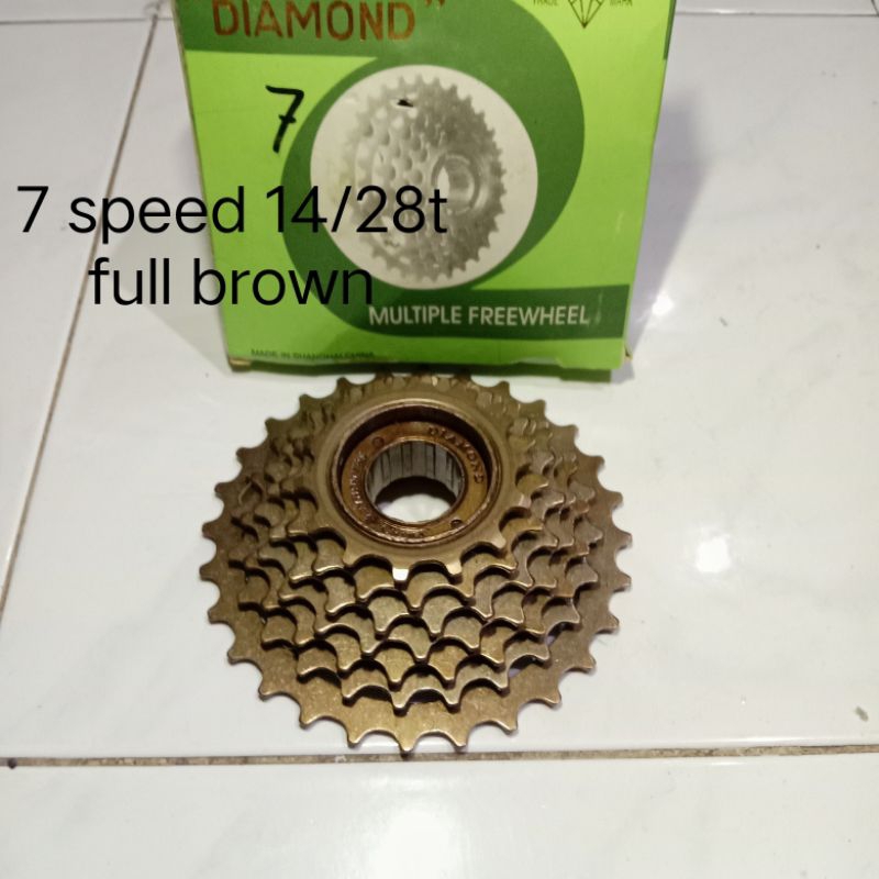 Jual ger freewheel gear sepeda 6 sp / 7 speed 14/28t diamond model drat ...