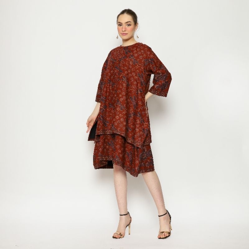 Jual Rinjanie Batik - Dress 2 Pieces Look - Turkey Red - Cotton Paris ...