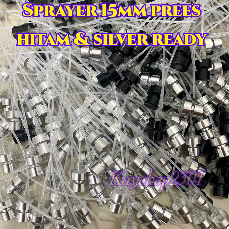 Jual sprayer/spray neck 15mm untuk botol parfum press HITAM & SILVER ...