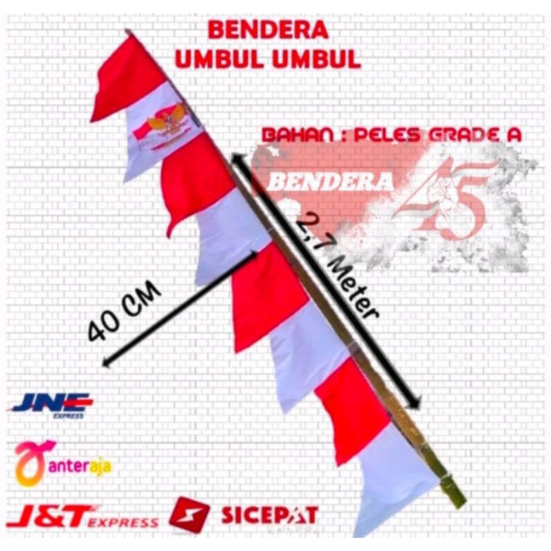 Jual Bendera umbul umbul merah putih Bendera umbul umbul warna 8 gergaji sablon garuda | Shopee ...